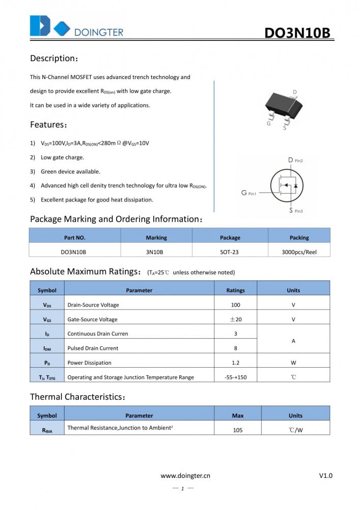 DO3N10B datasheet page 1