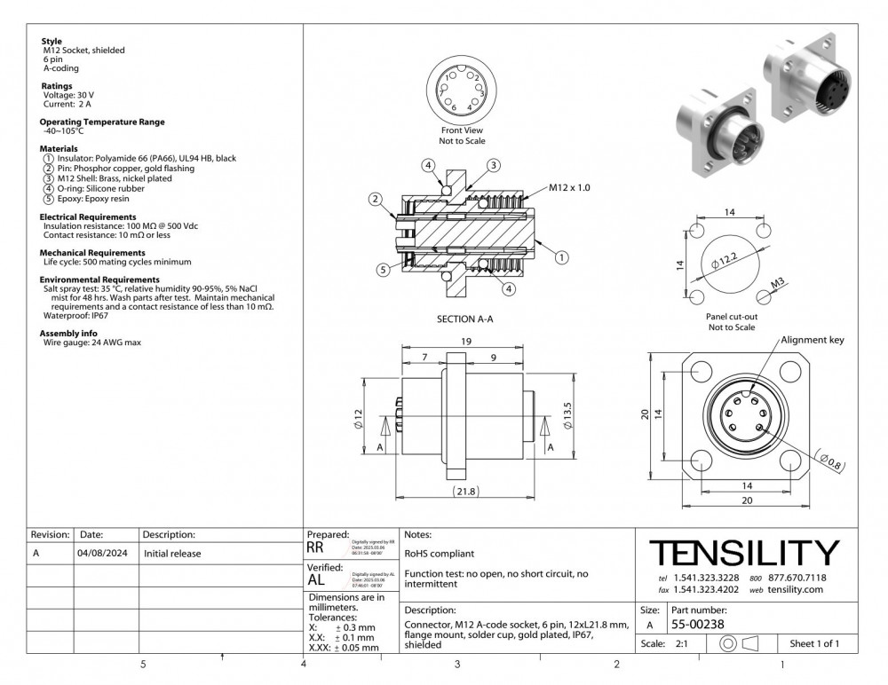 Tensility International 55-00238 product drawing