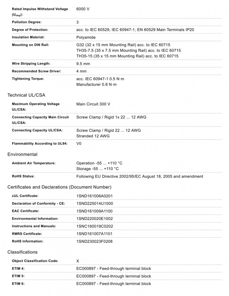 D4/6.T1 terminal block technical document, page 2