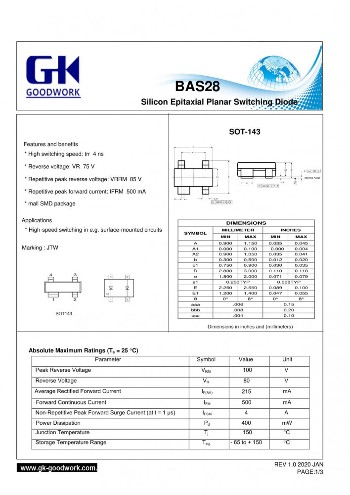 GOODWORK BAS28 datasheet page 1