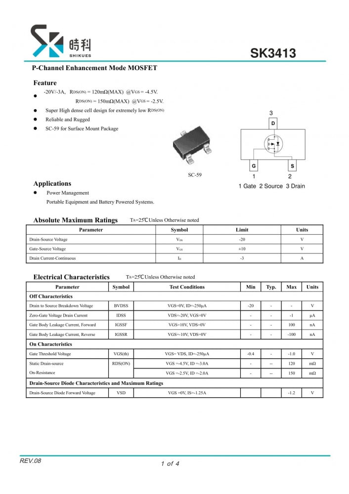 SK3413 datasheet page 1