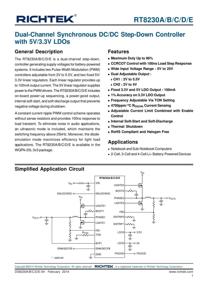 RT8230A datasheet page 1