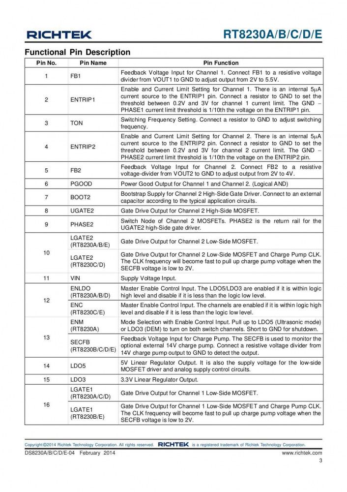RT8230A datasheet page 3