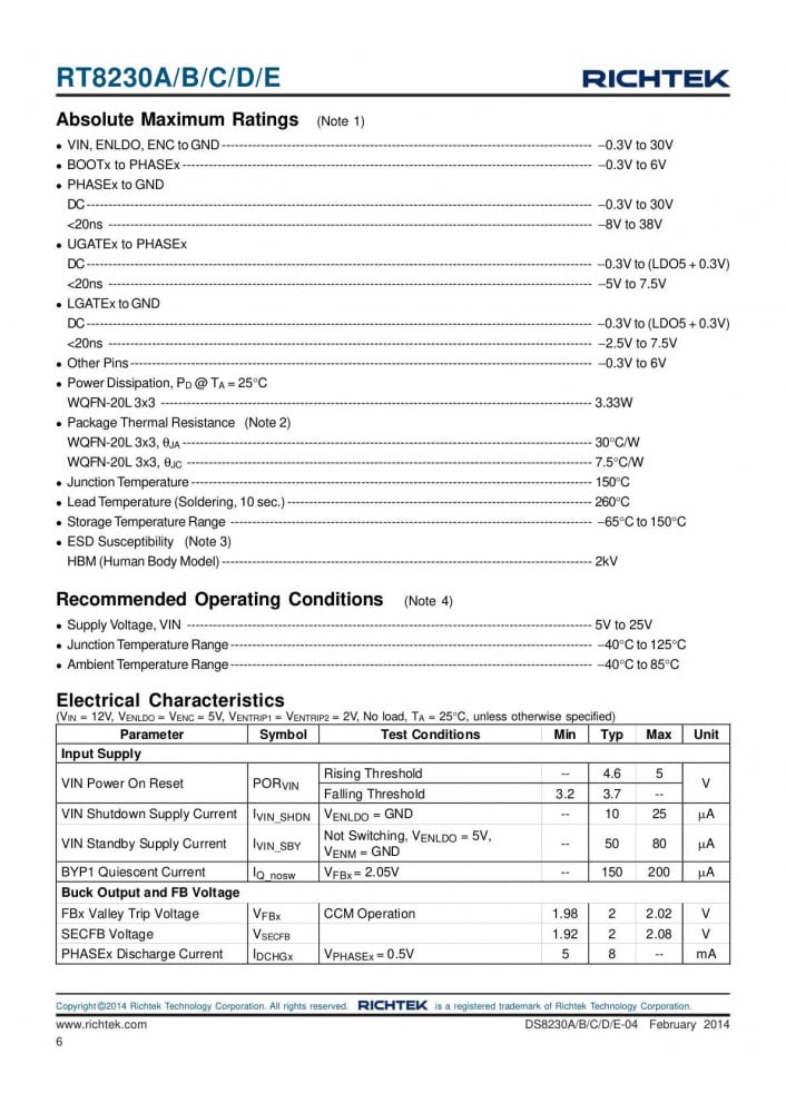 RT8230A datasheet page 6