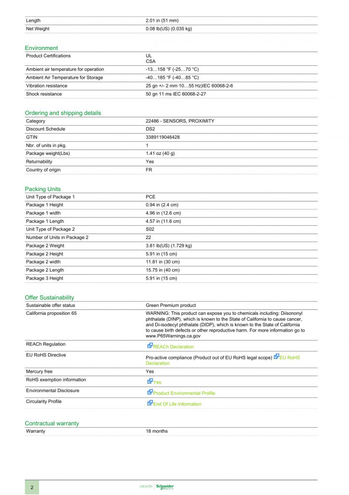 XS508BLPAL2 technical document page 2