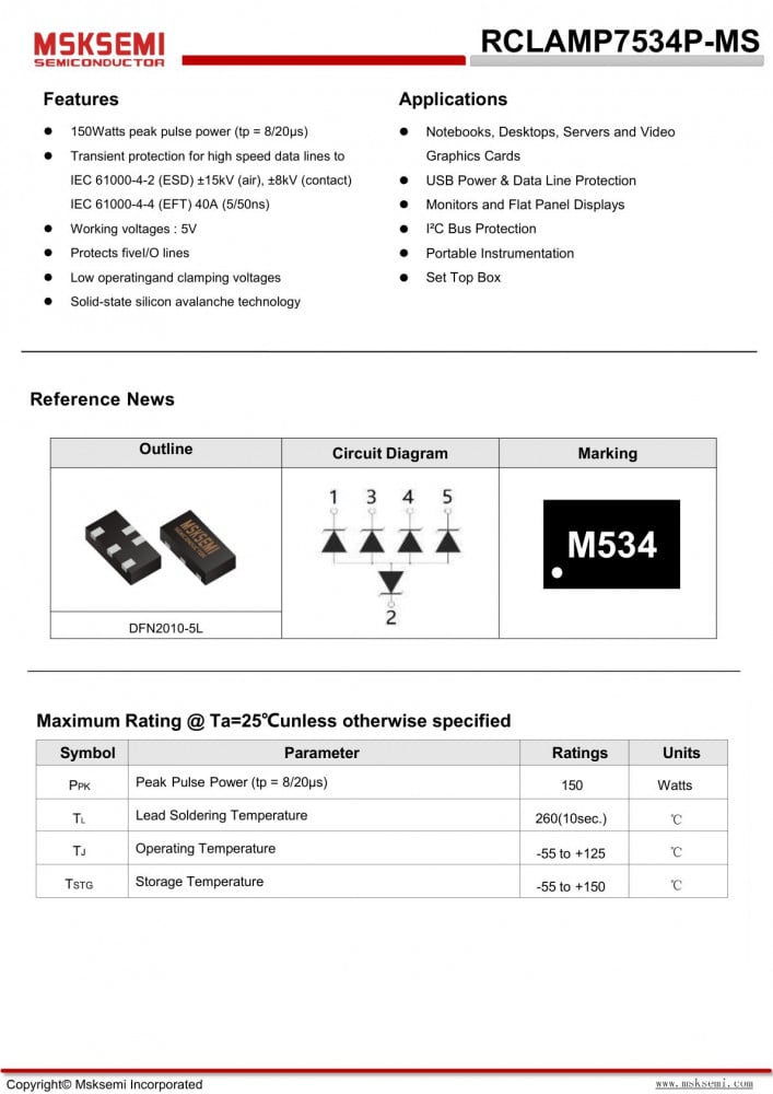 RCLAMP7534P-MS datasheet page 2