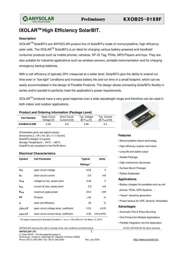 KXOB25-01X8F-TR datasheet page 1