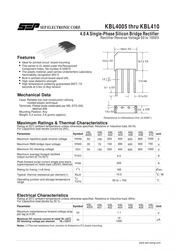 SEP KBL410 datasheet page 1