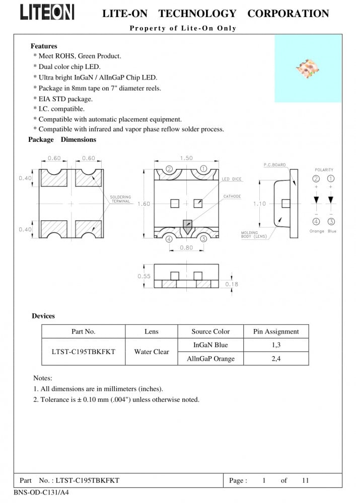LTST-C195TBKFKT datasheet page 2
