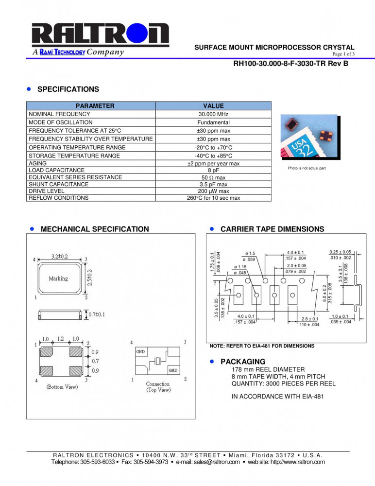 RH100-30.000-8-F-3030-TR technical document page 1