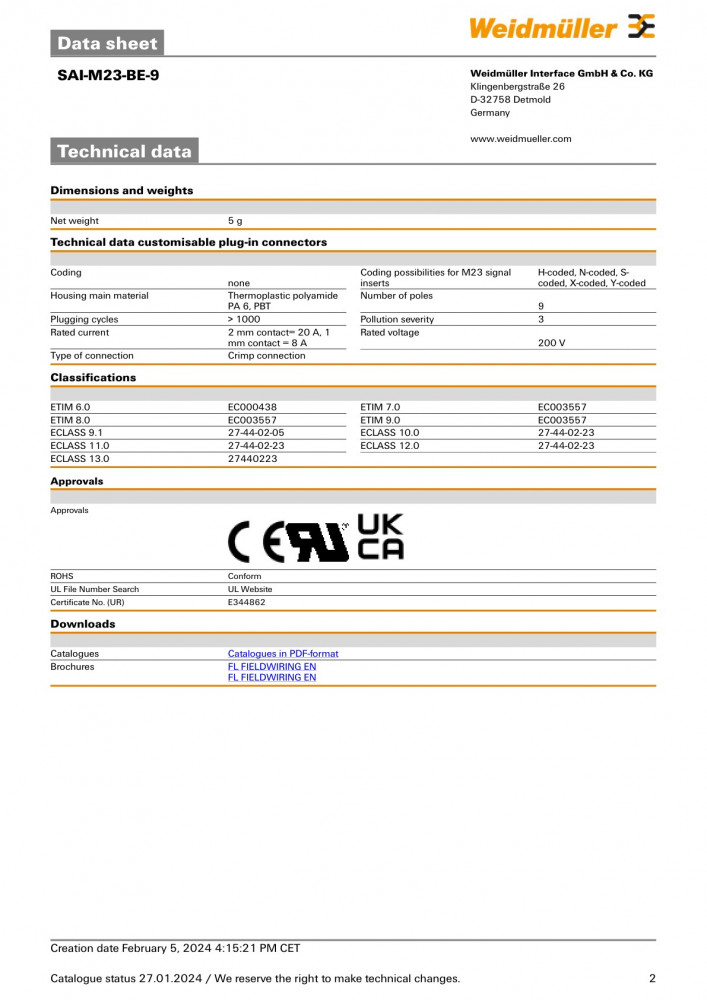 WEIDMULLER 1170060000 documentation page 2