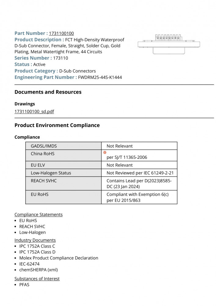 1731100100 product drawing, page 1