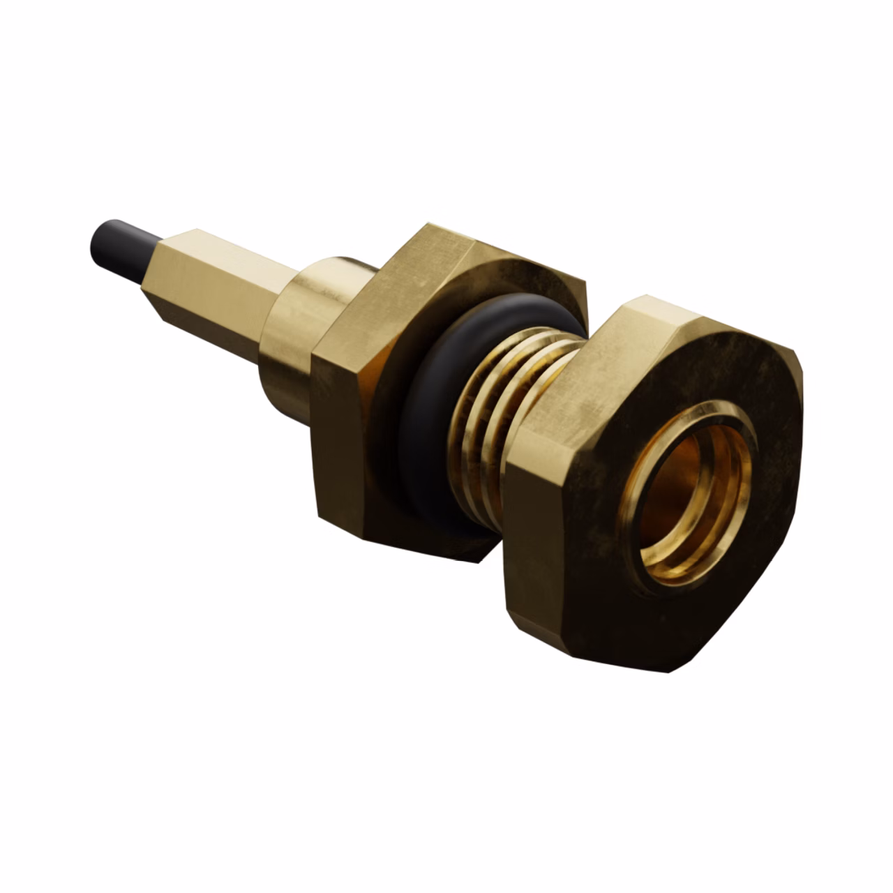MMCX Jack, Straight, Bulkhead, Crimp, 1.13mm Cable, Brass Body, Gold (Au) Plated, with Jam Nut, 50 Ohms for sale