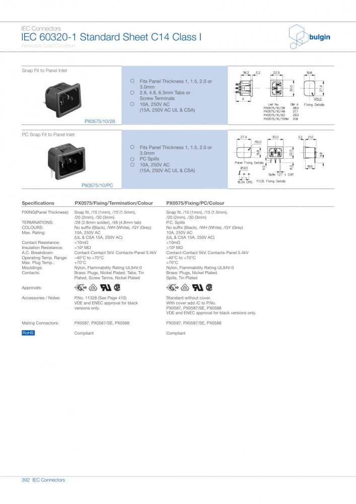 Bulgin IEC connector catalogue page 5