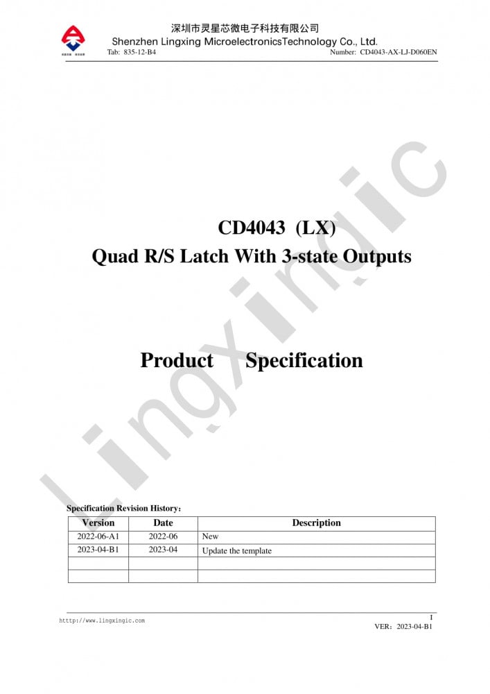 CD4043BE(LX) datasheet page 1
