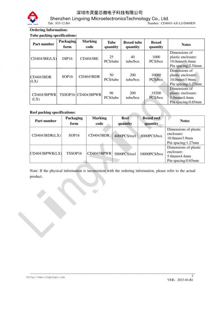CD4043BE(LX) datasheet page 4