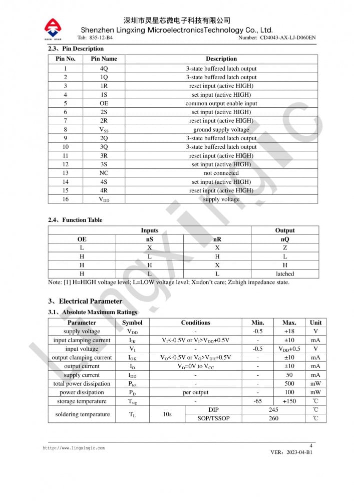 CD4043BE(LX) datasheet page 6