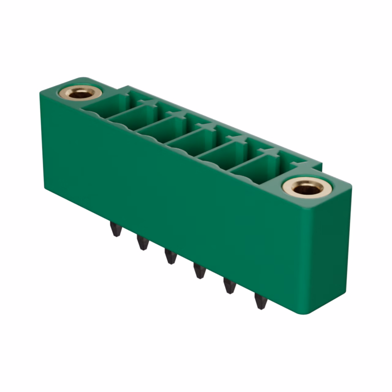 3.50mm Pitch Eurostyle Vertical PCB Header, with Threaded Retention Inserts, Green Housing, 6 Circuits for sale