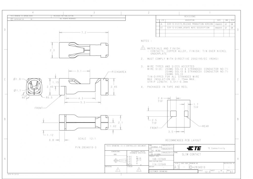 TE Connectivity 2834010-3 technical drawing preview