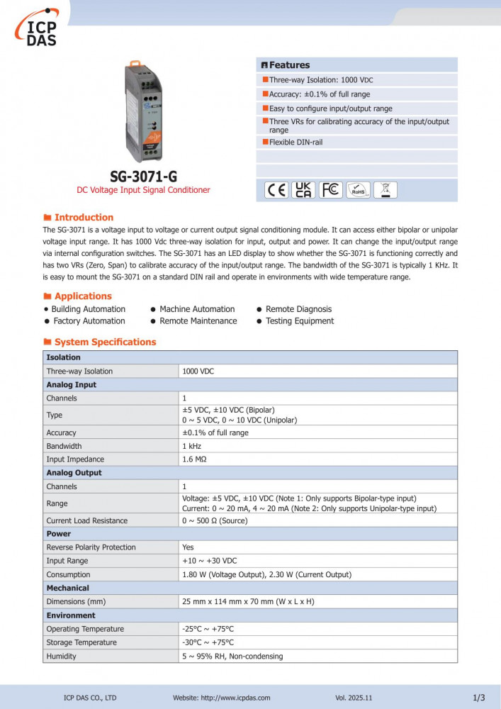 SG-3071 technical document page 1