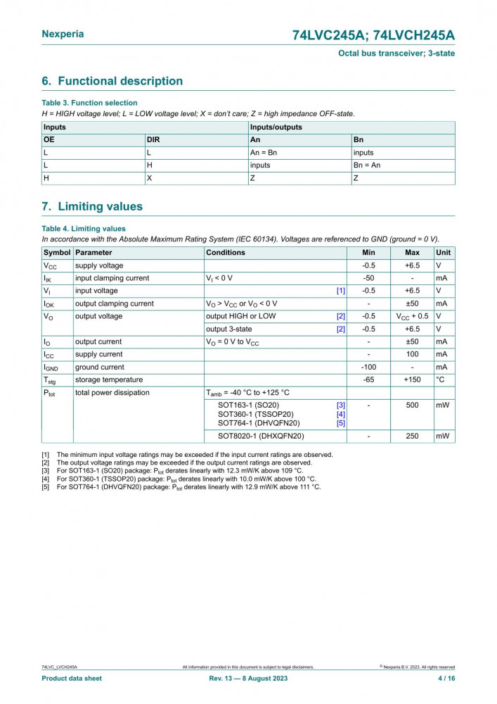 74LVC245A datasheet page 4