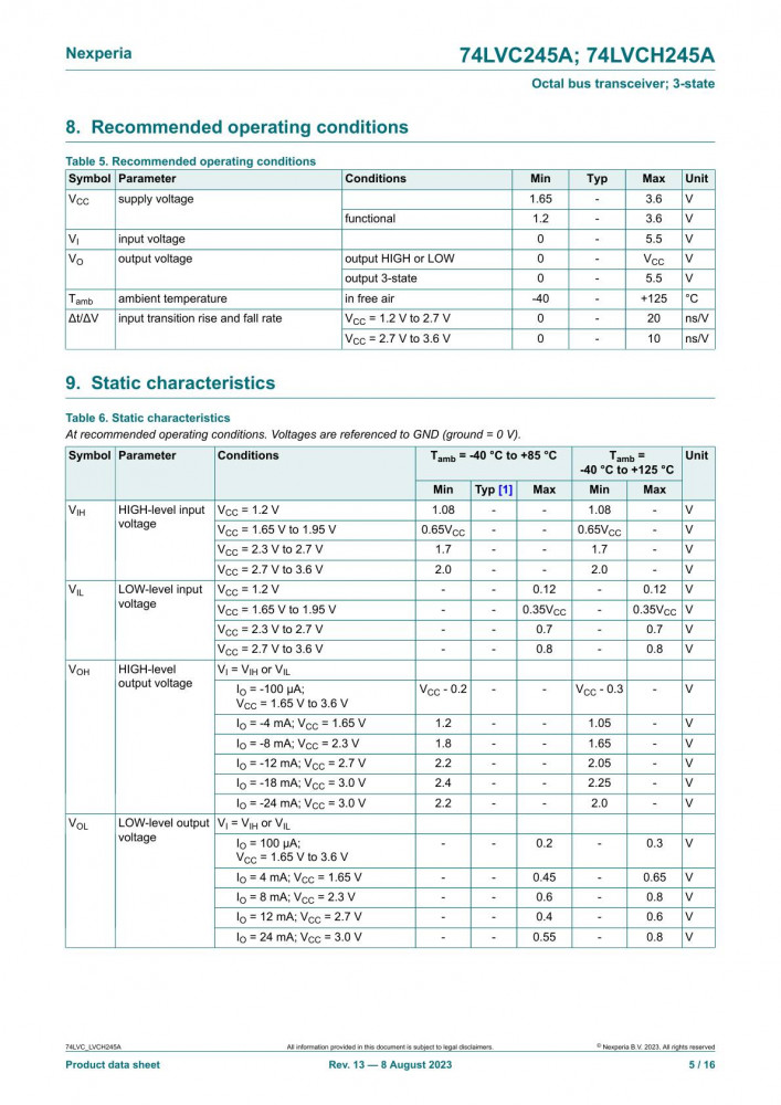 74LVC245A datasheet page 5