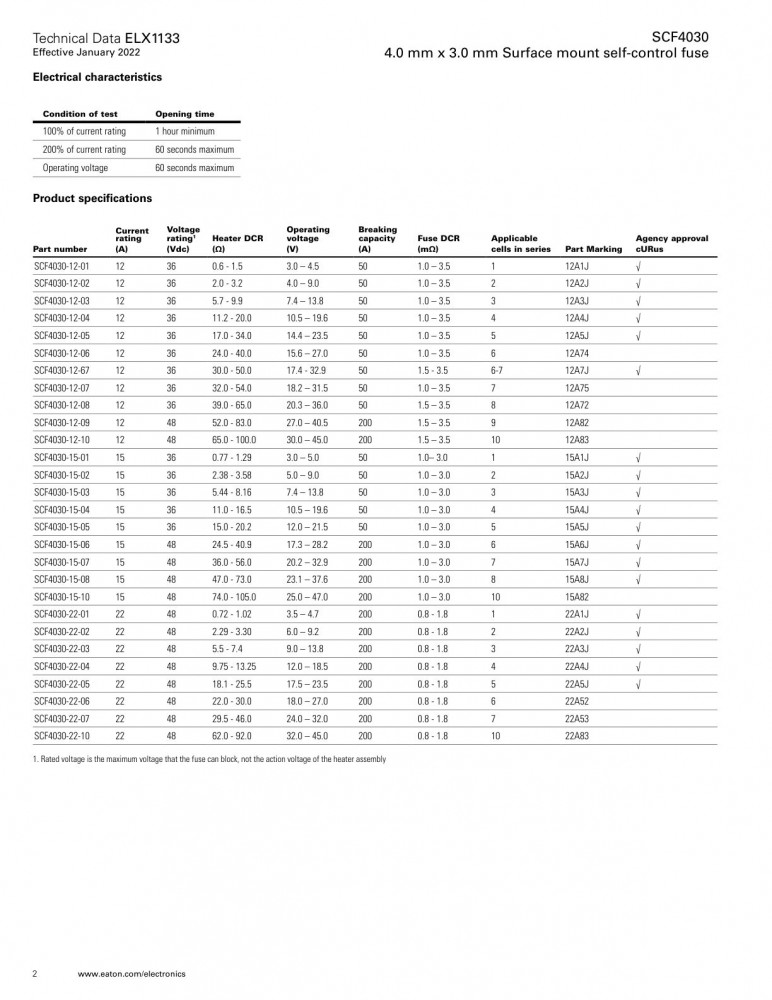 EATON SCF4030 technical document page 2