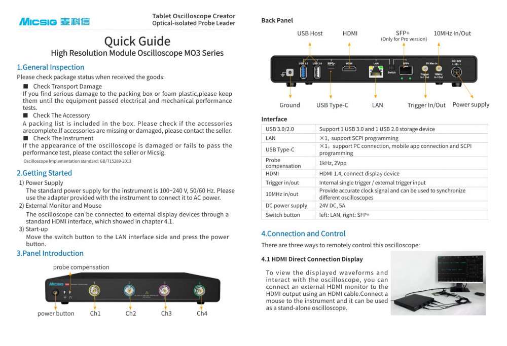 Micsig MO3 Series quick guide page 1