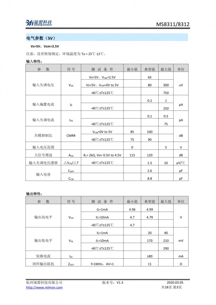 MS8312 datasheet page 3