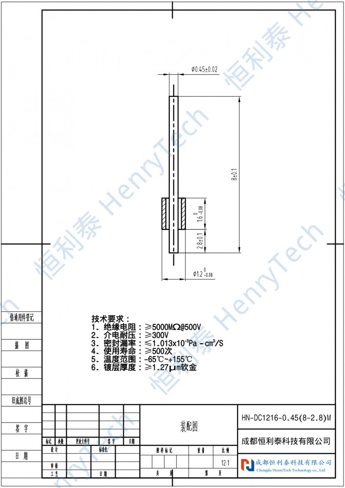 HN-DC1216-0.45(8-2.8)M technical drawing