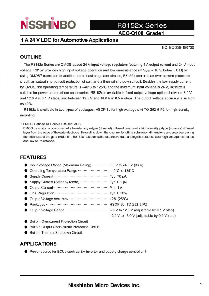 R8152 datasheet page 1