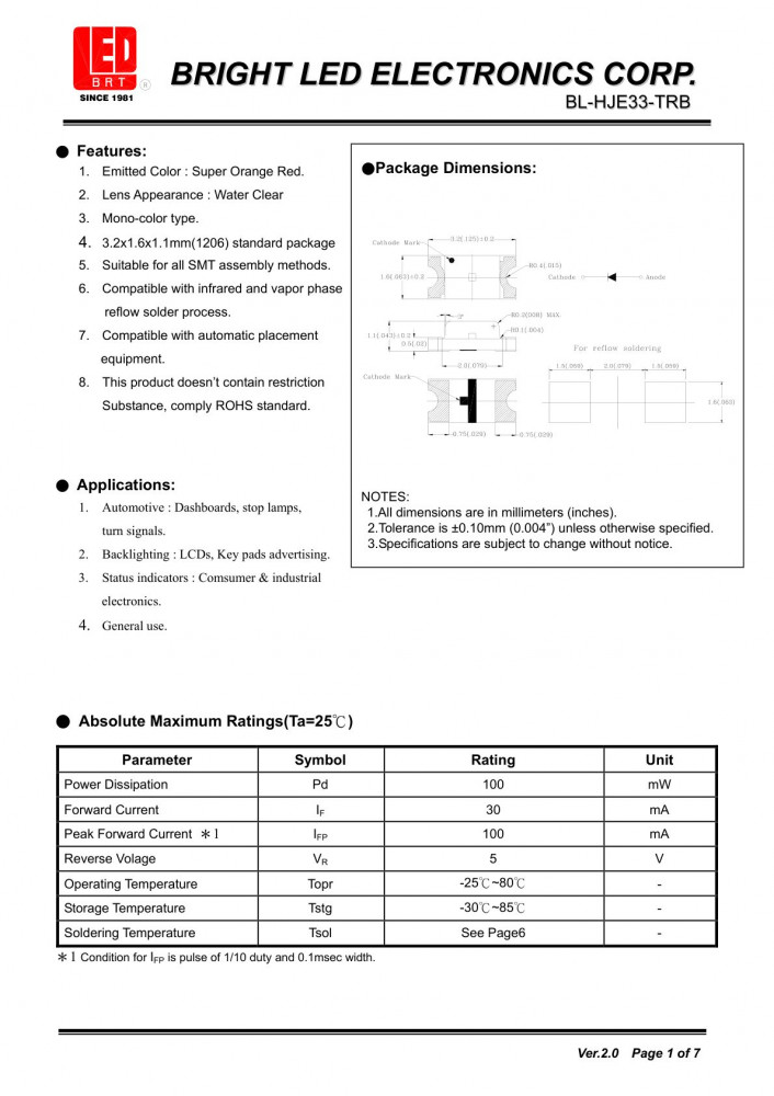 BL-HJE33-TRB datasheet page 1