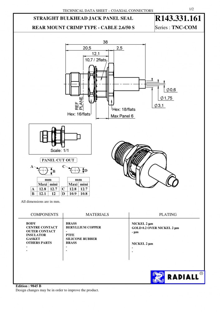 Radiall R143331161 product document page 1