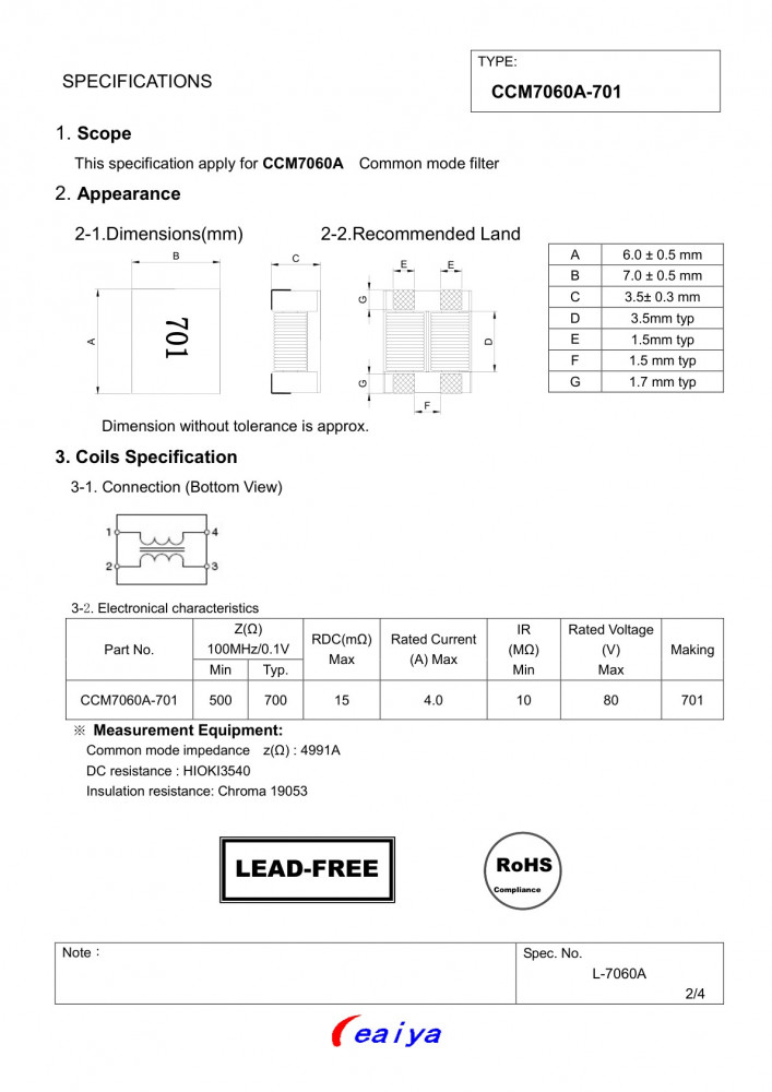 CCM7060A-701 specification page 3