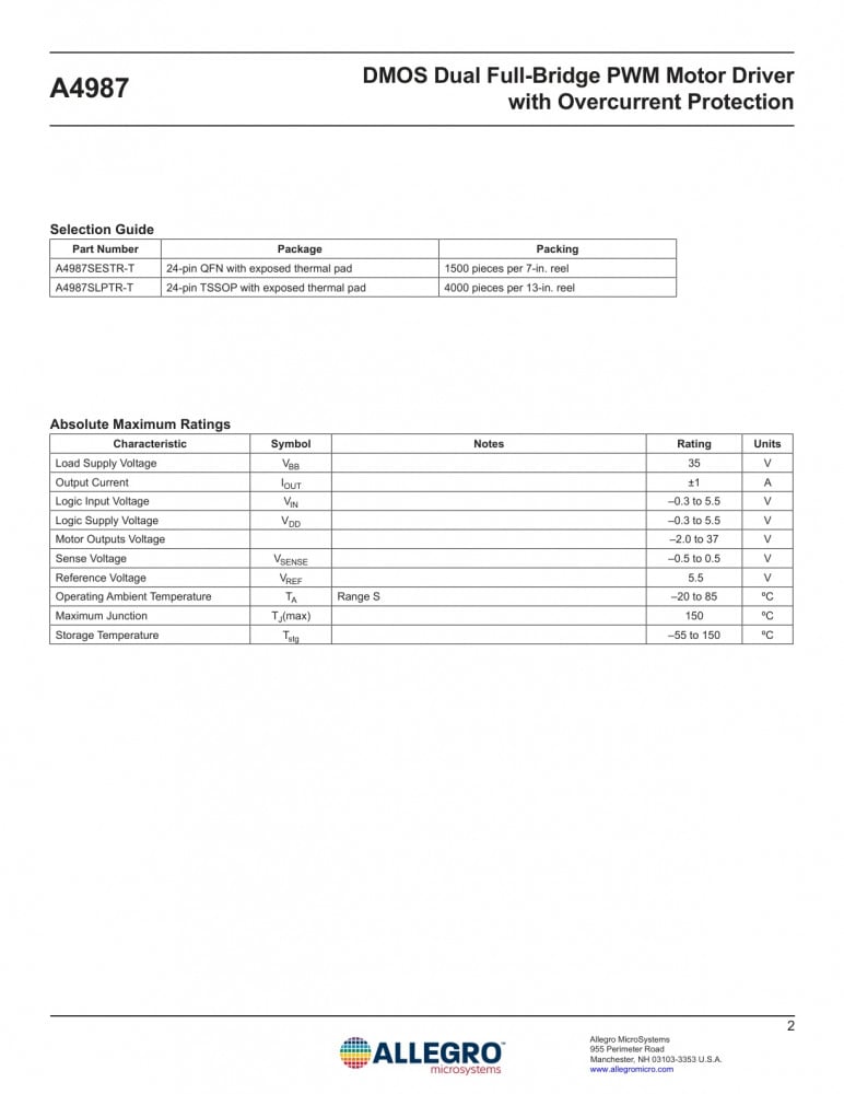 A4987 datasheet page 2