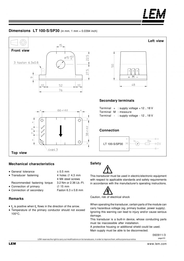 LT 100-S/SP30 datasheet page 2