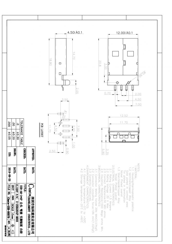 Ckmtw U-USBAR04P-M003 technical drawing