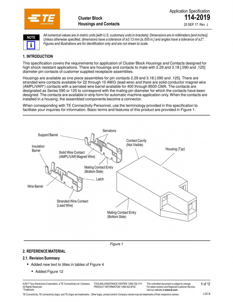 TE Connectivity application specification page 1