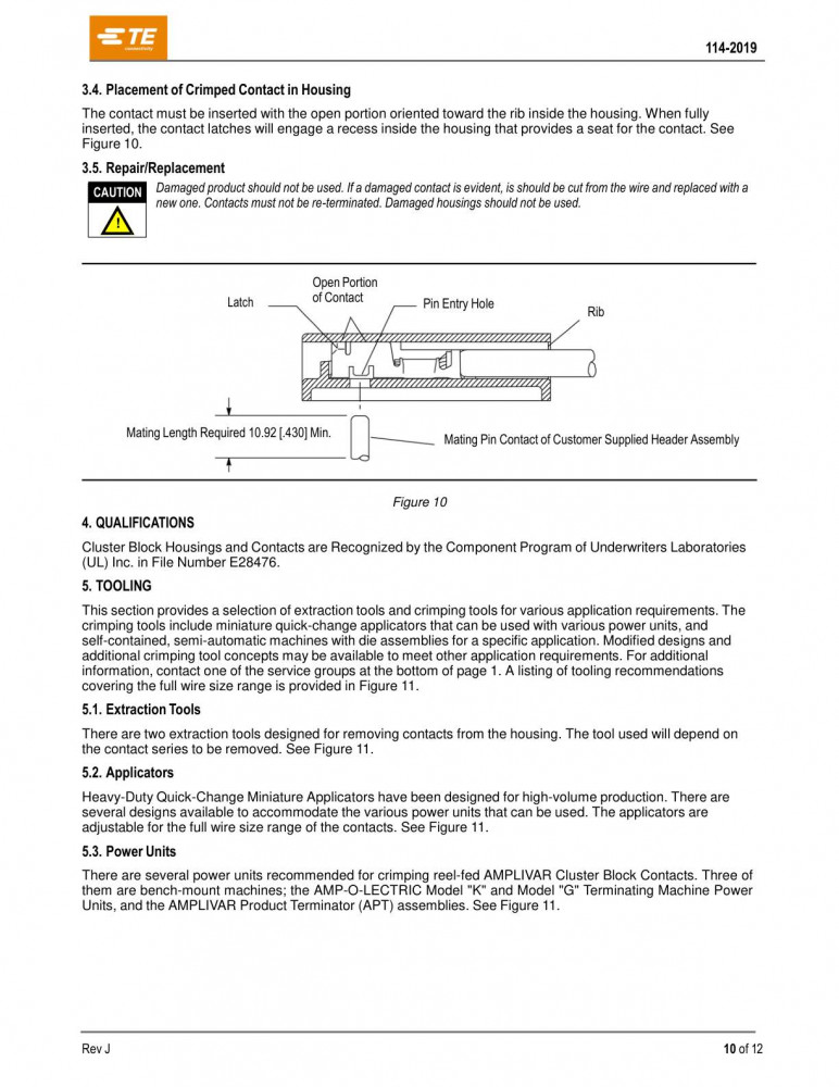 TE Connectivity application specification page 10