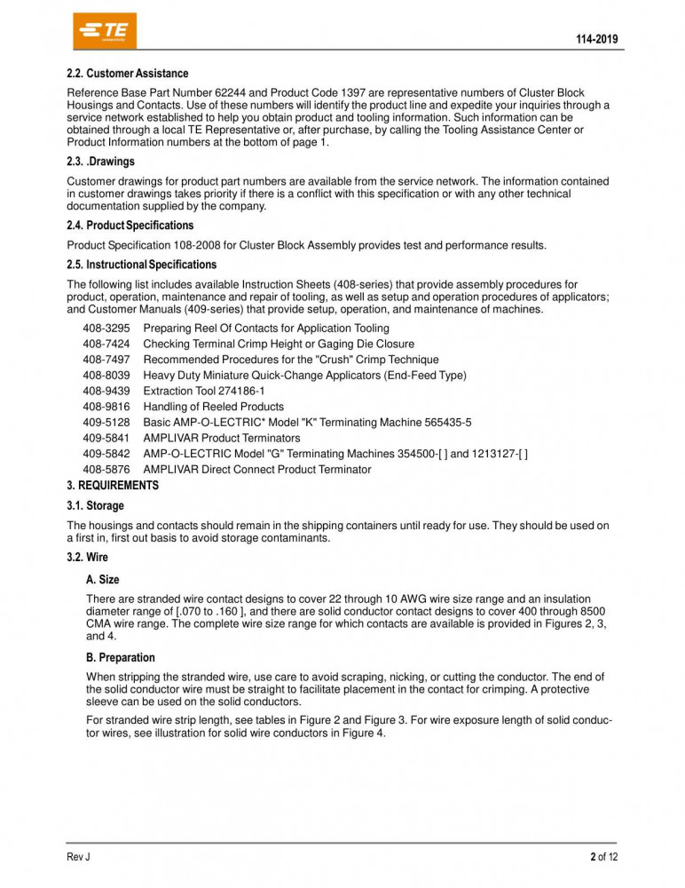 TE Connectivity application specification page 2