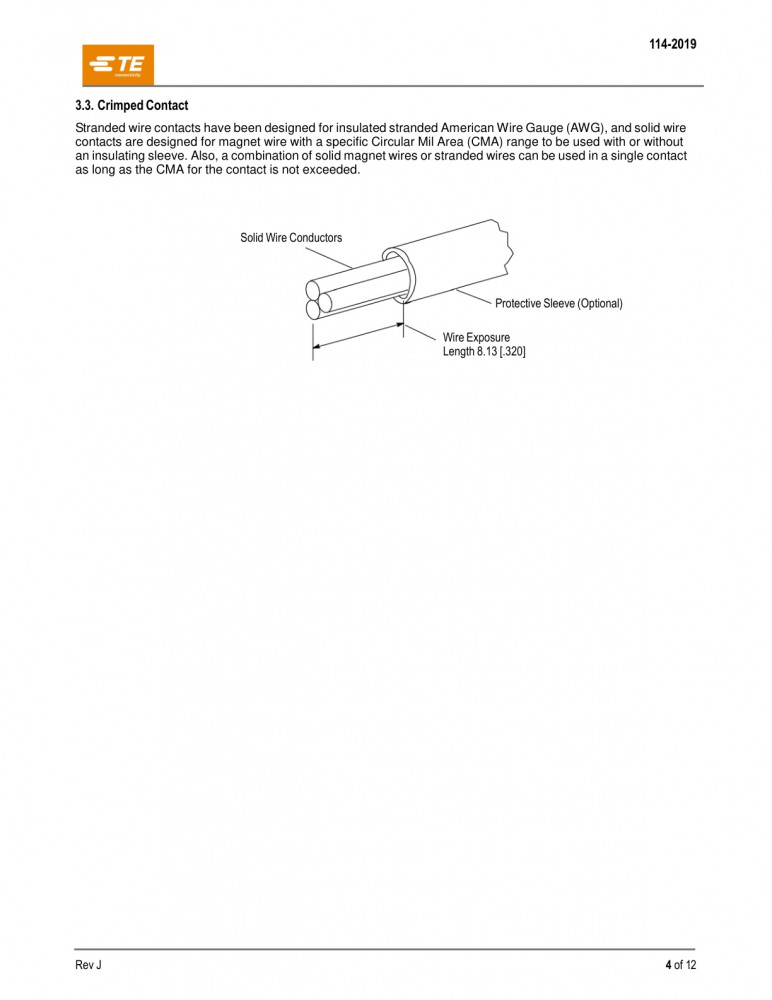 TE Connectivity application specification page 4