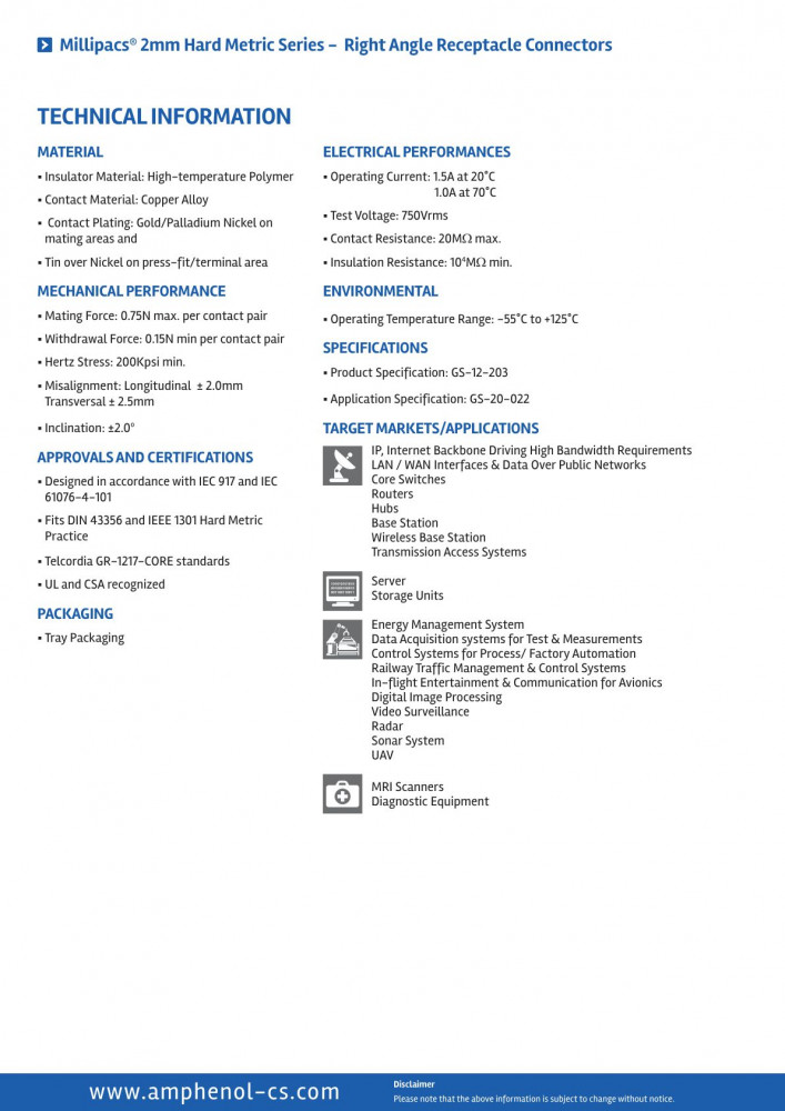 Amphenol Millipacs technical document page 2