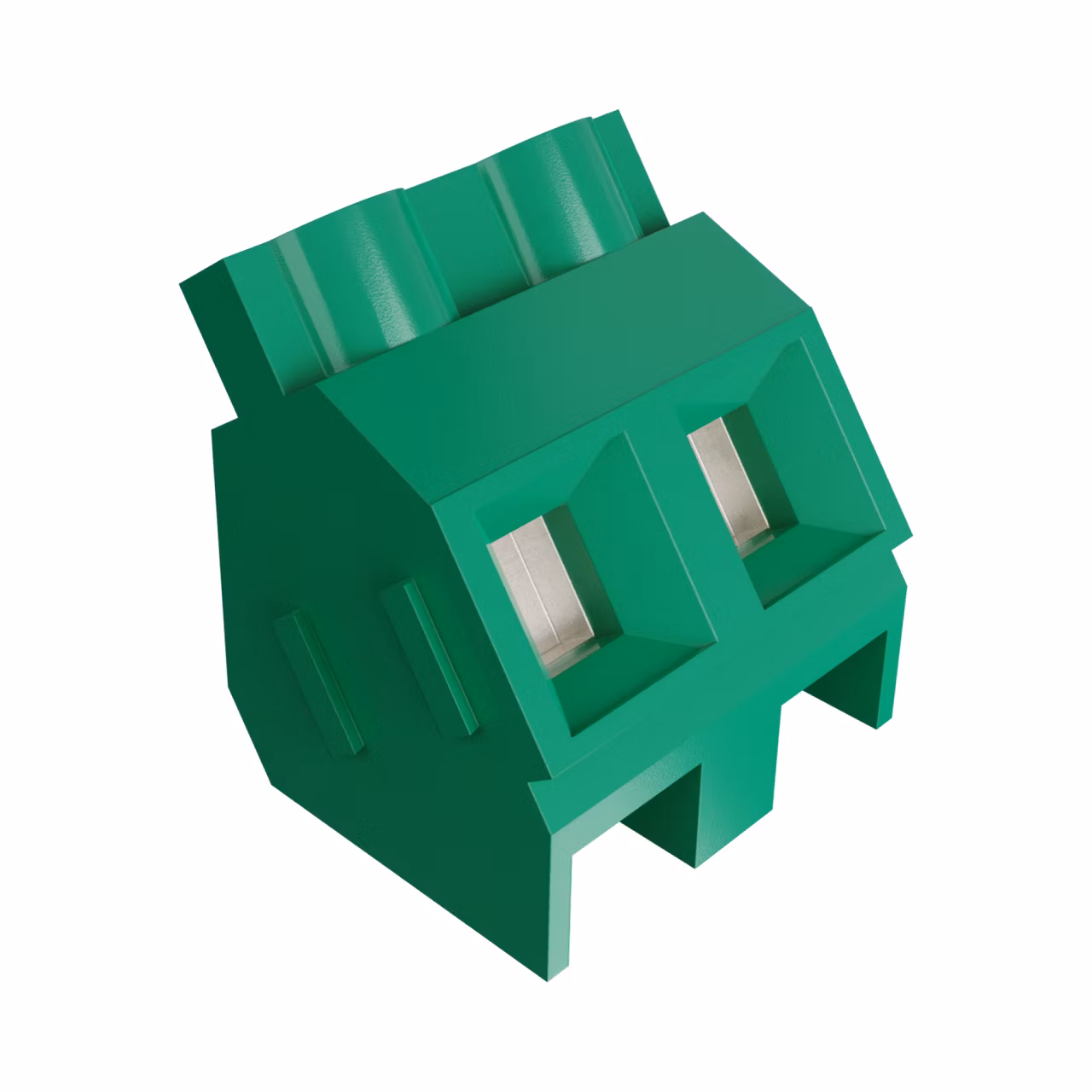 5.00mm Pitch Eurostyle 45° Angle PCB Header, Open Ends, 3 Circuits, Green