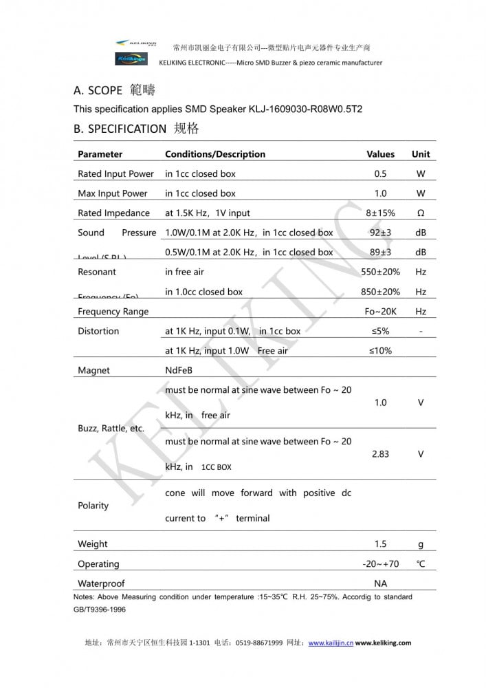 KLJ-1609030-R08W0.5T2 approval specification page 2