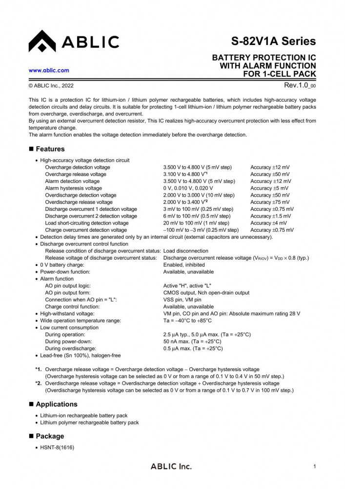 S-82V1A datasheet page 1