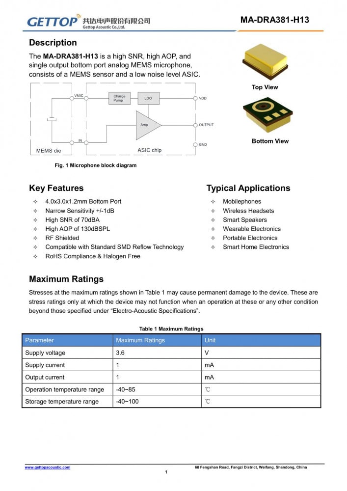 MA-DRA381-H13 datasheet page 1
