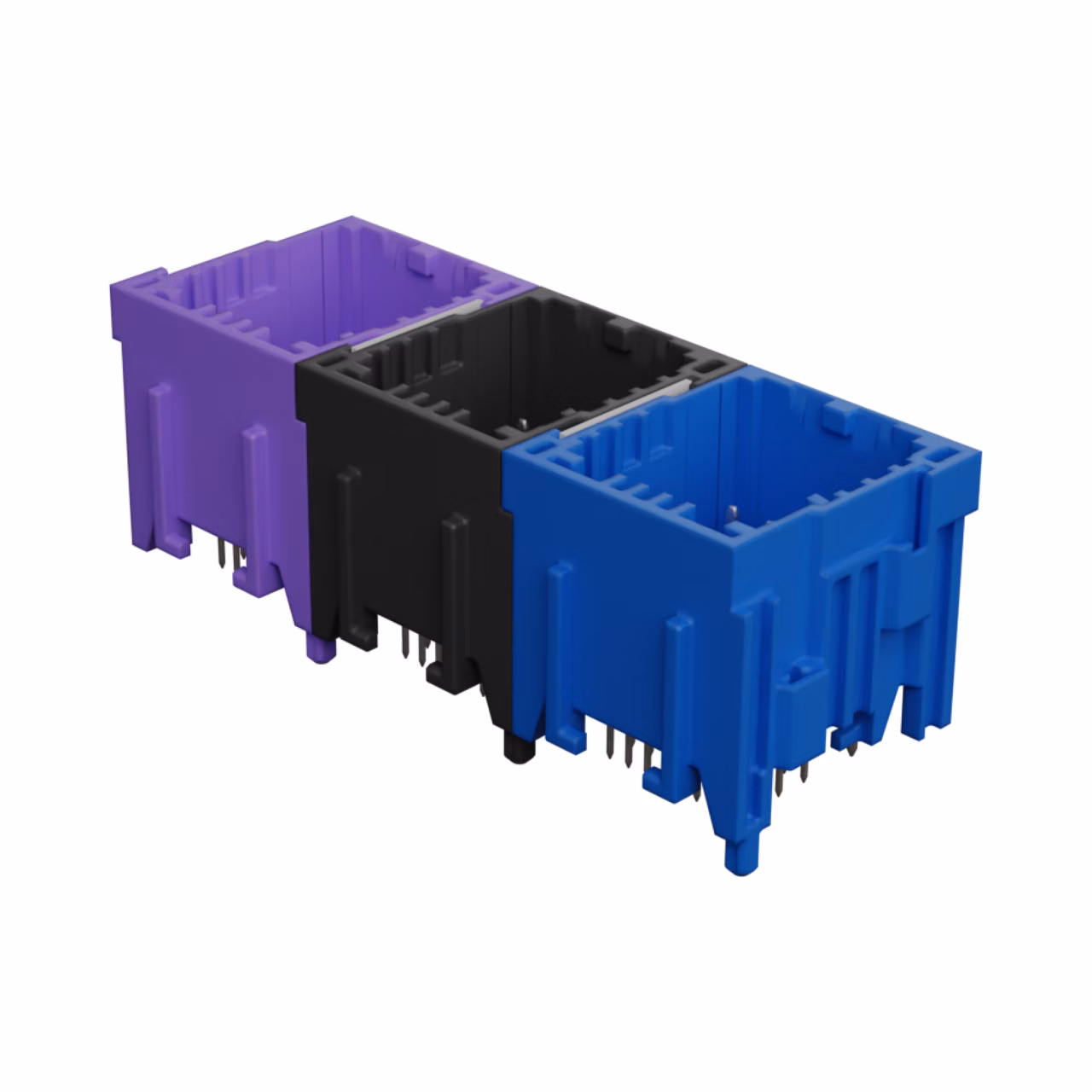 stAK50h 3 Bay Vertical Hybrid Header, 96 Circuits, Bay 1: 32 Circuits/Key 4/Purple; Bay 2: 32 Circuits/Key 3/Dark Gray; Bay 3: 32 Circuits/Key 2/Blue; Tube for sale