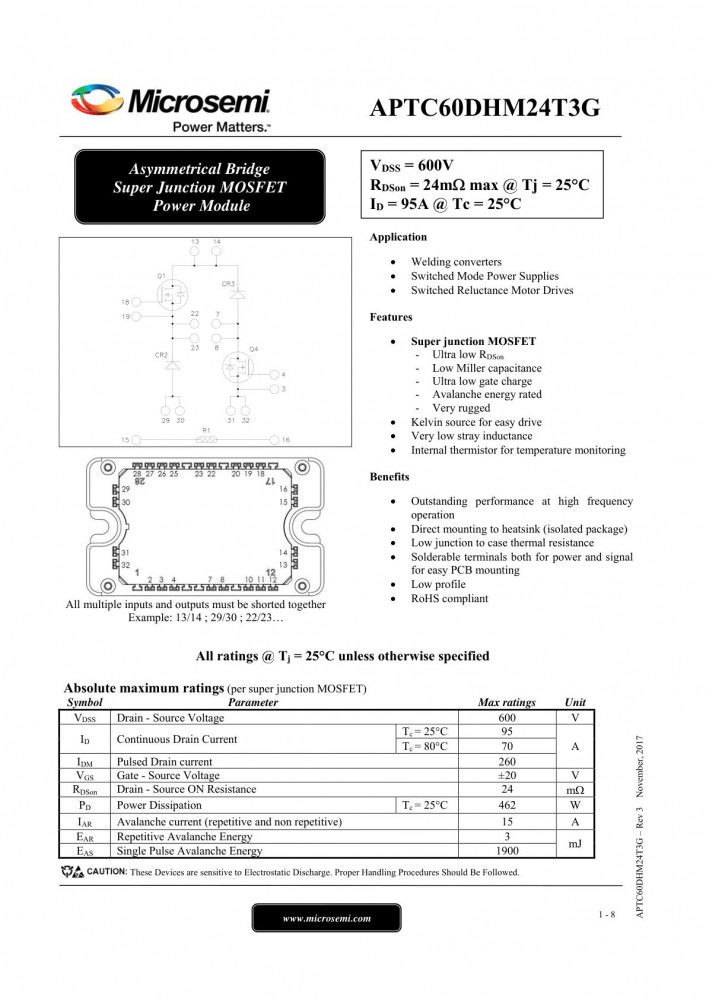 APTC60DHM24T3G datasheet page 1
