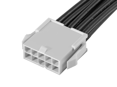 Mini-Fit Jr. Male-to-Pigtail Off-the-Shelf (OTS) Cable Assembly, Dual Row, 300.00mm Length, Tin (Sn) Plating, 10 Circuits, Black for sale
