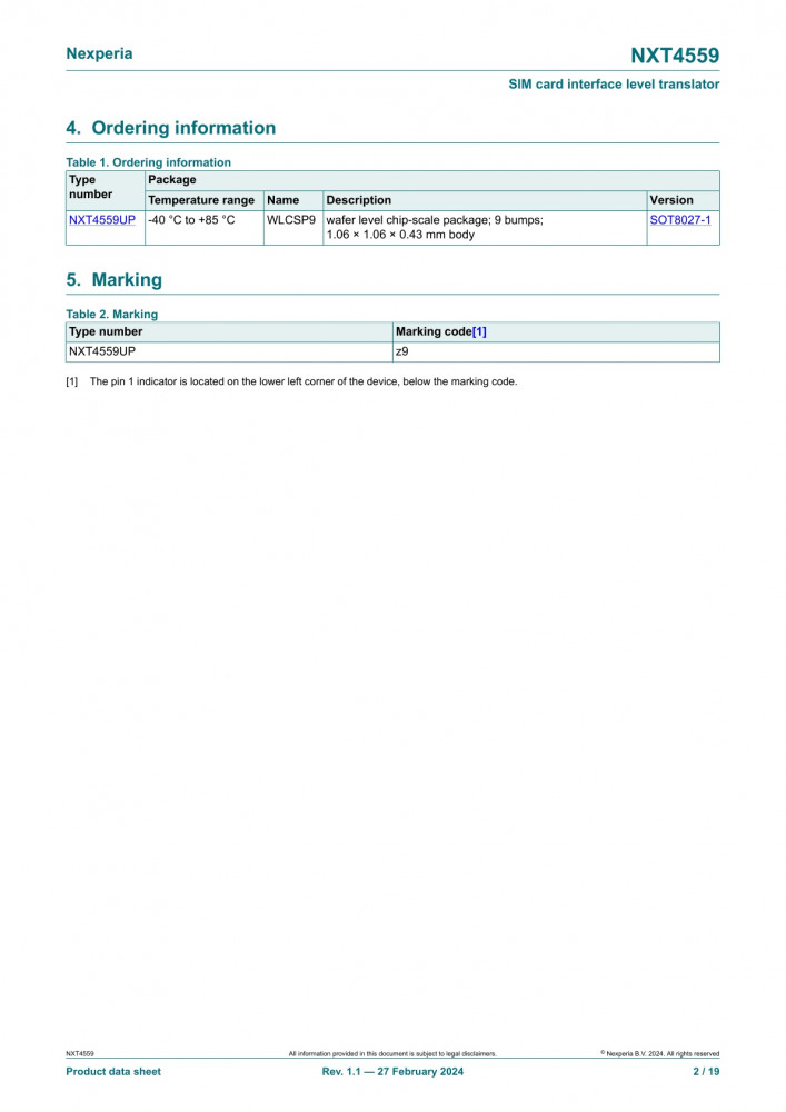 NXT4559UPZ datasheet page 2